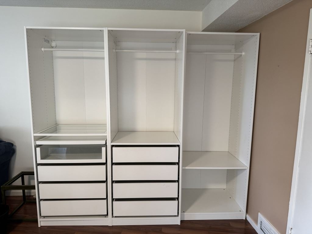 3 IKEA PAX WARDROBE WITH 8 DRAWERS, IN WHITE, ALL PARTS AND PIECES ...