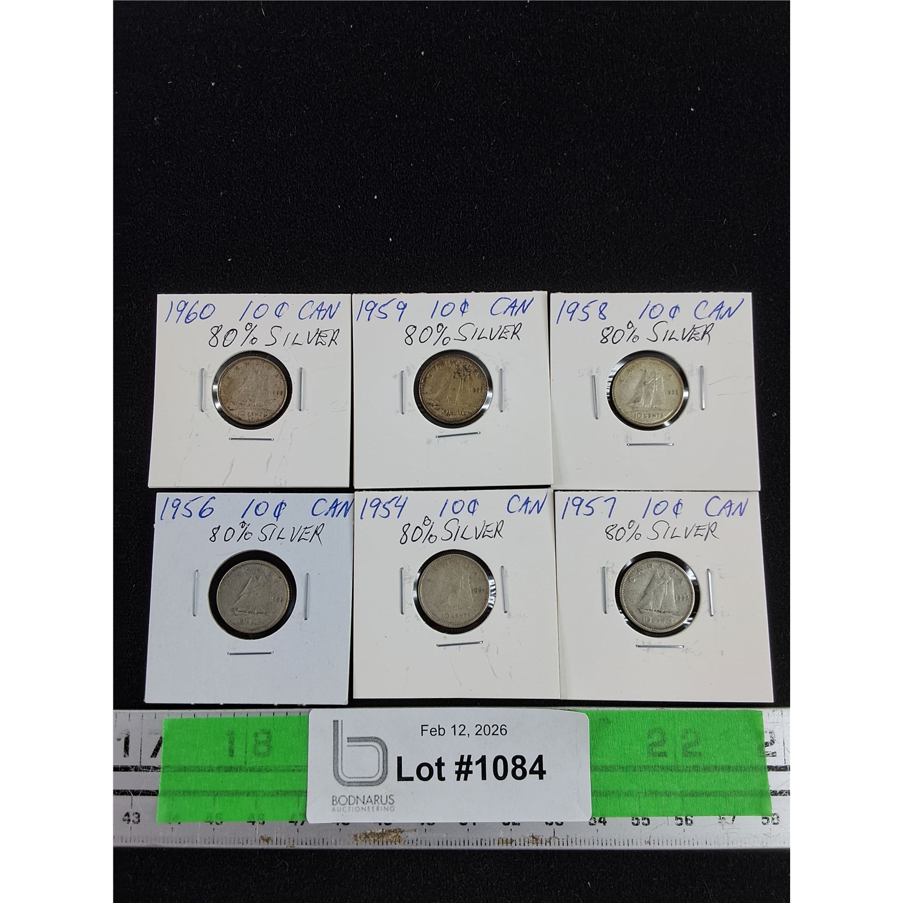 Vintage 1954 - 1960 Canadian 80% Silver 10 Cents Coins - Collectible ...