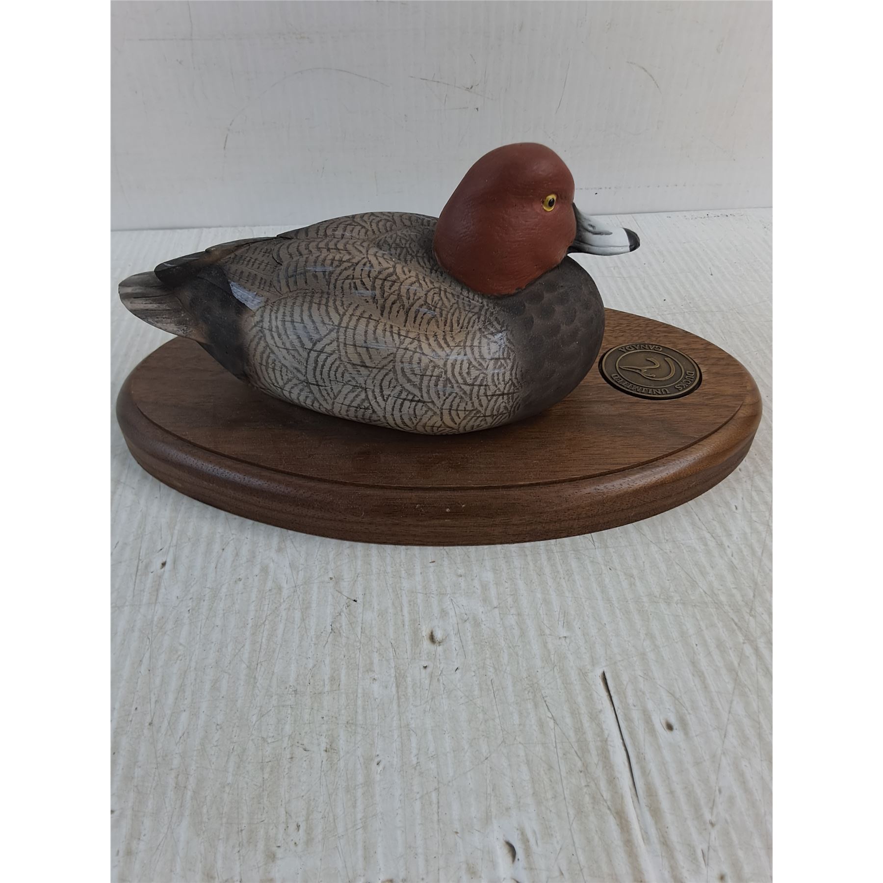 Ducks Unlimited Ornamental Hand-Made Duck on Wood Platform - Bodnarus ...