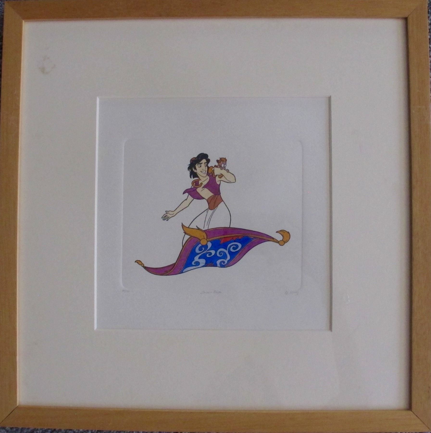Disney ALADDIN MAGIC CARPET Large Handmade L/E Etching Art Sowa ...