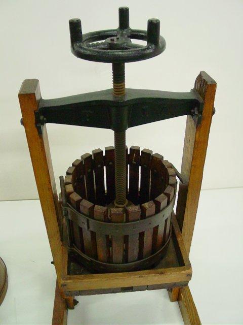 Butter churn, wine press & coffee grinder