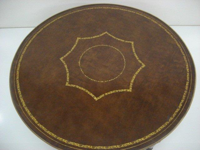 Round leather top coffee table