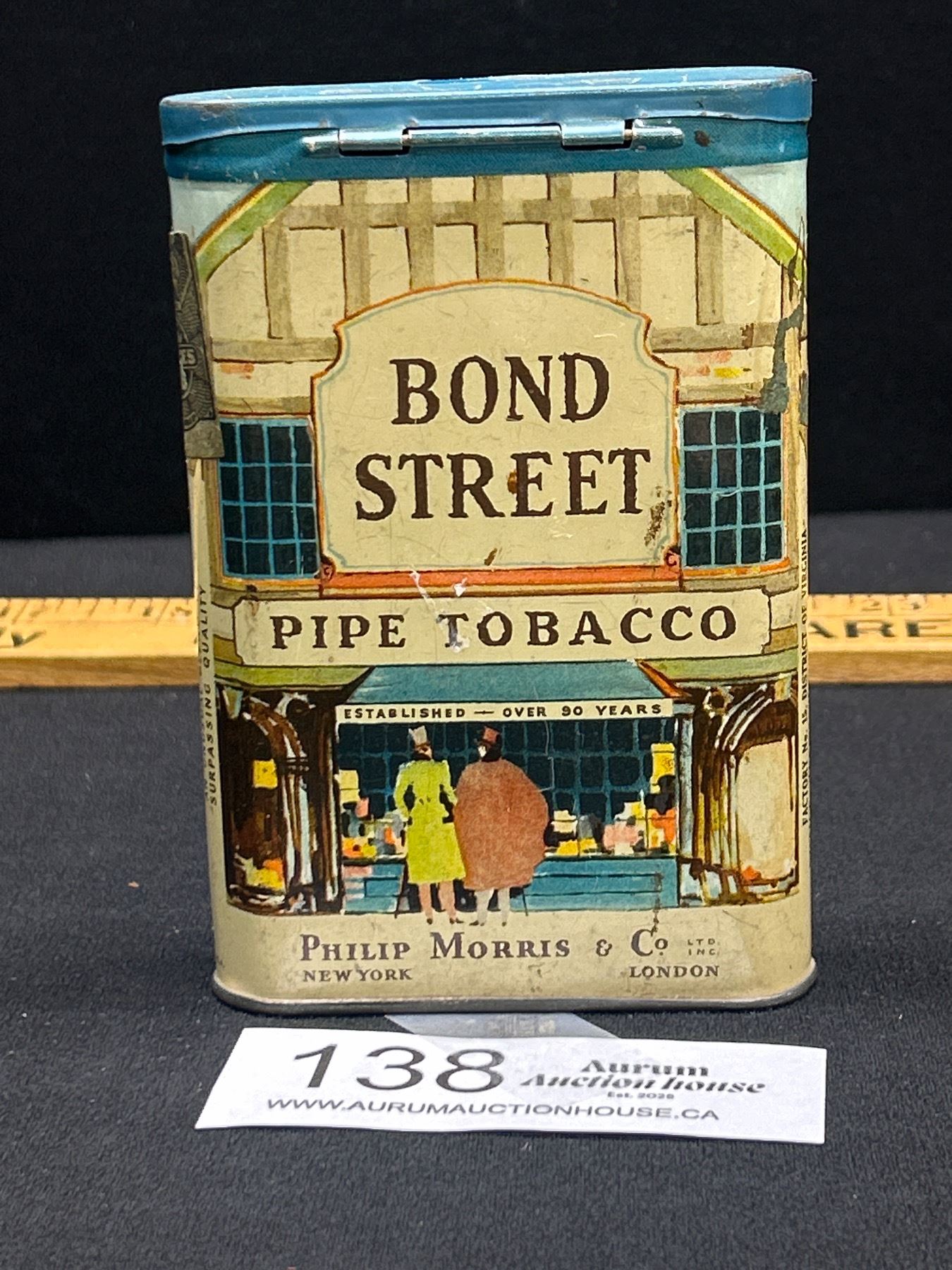Vintage Bond Street Pipe Tobacco Pocket Tin Phillip Morris and Company
