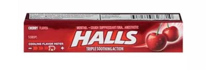 Halls Cherry Flavour Throat Lozenges 17 Packs x 9 Pieces Each