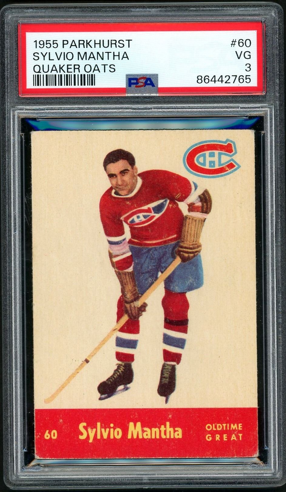 1955-56 Quaker Oats #60 Sylvio Mantha OTG (PSA 3)