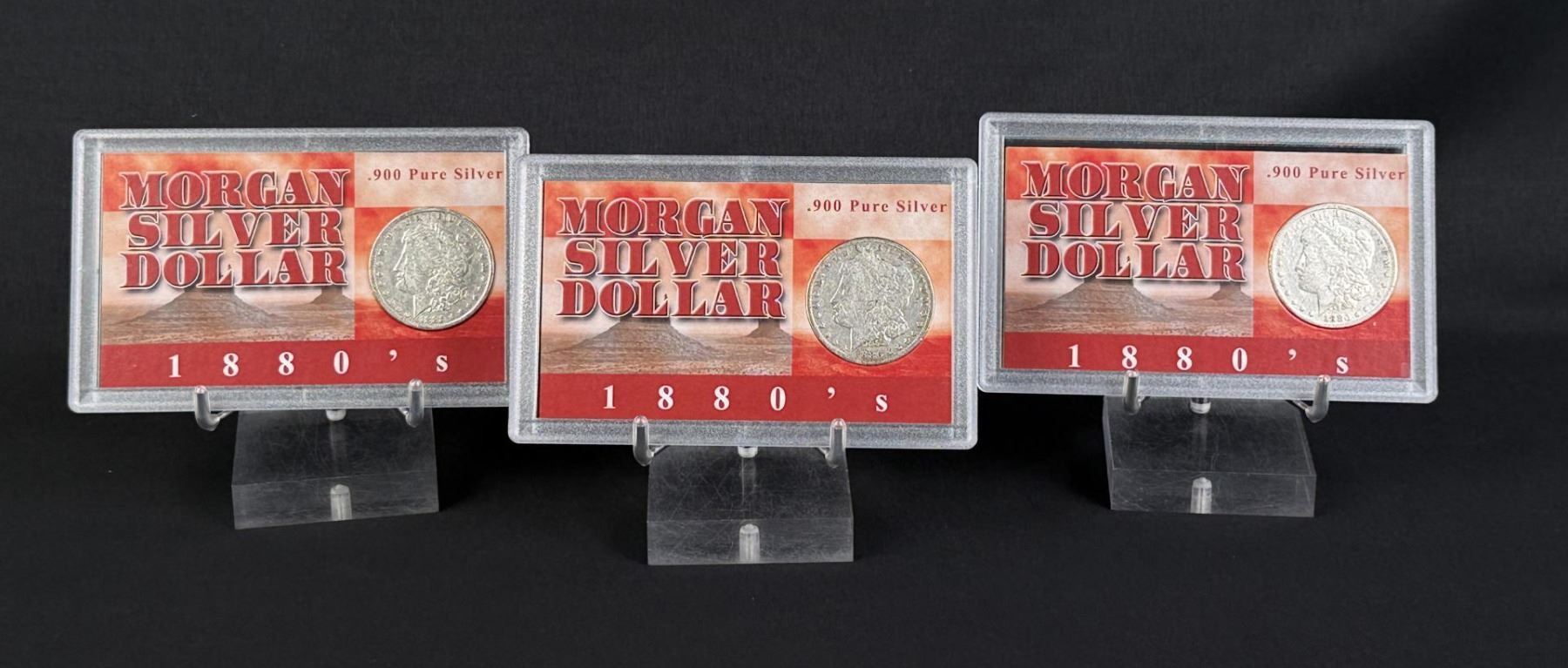 Group of Three Morgan Silver Dollars