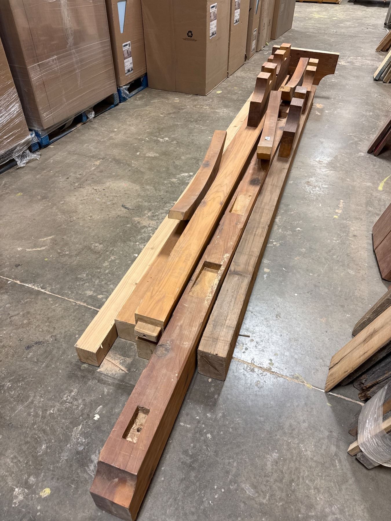 Wood Furniture Components With Decorative Cutouts and Mortise Joints