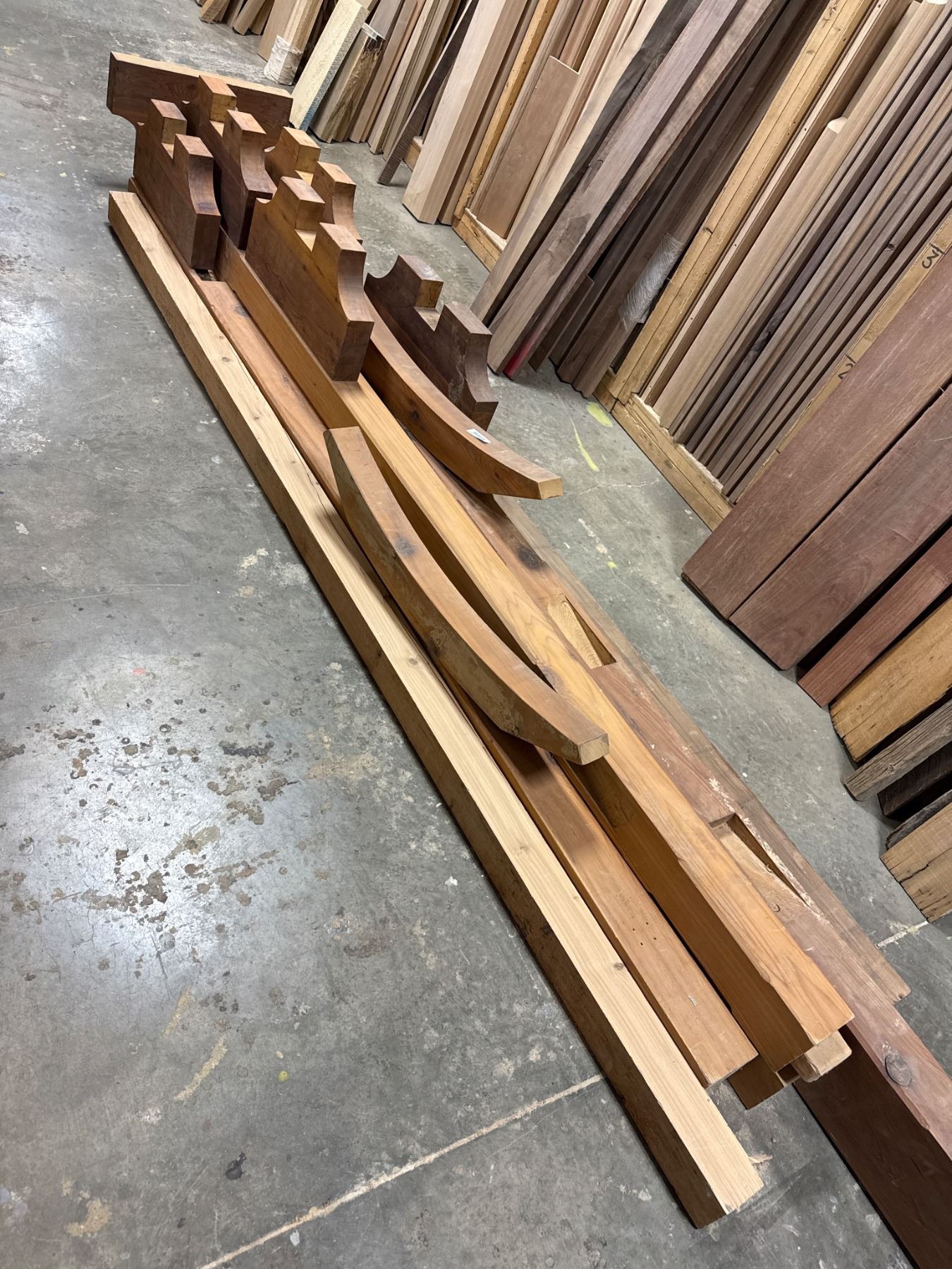 Wood Furniture Components With Decorative Cutouts and Mortise Joints
