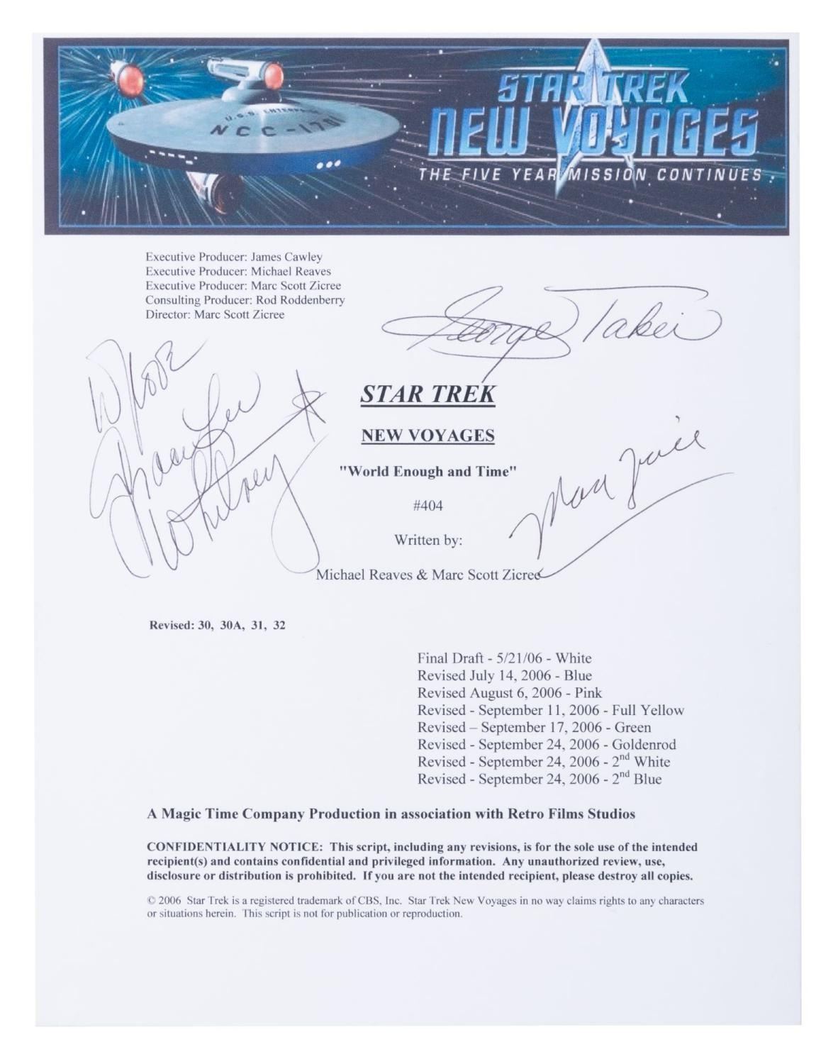A Multi-Signed "Star Trek: New Voyages" Script Cover. - Van Eaton Galleries