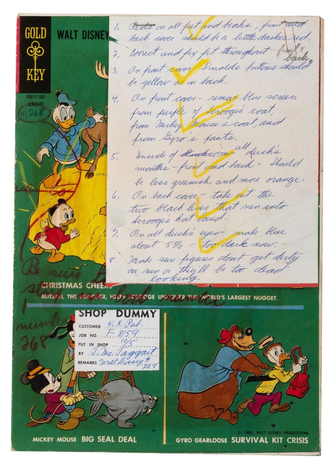 A Rare Walt Disney's Comics and Stories Production Copy. - Van Eaton ...