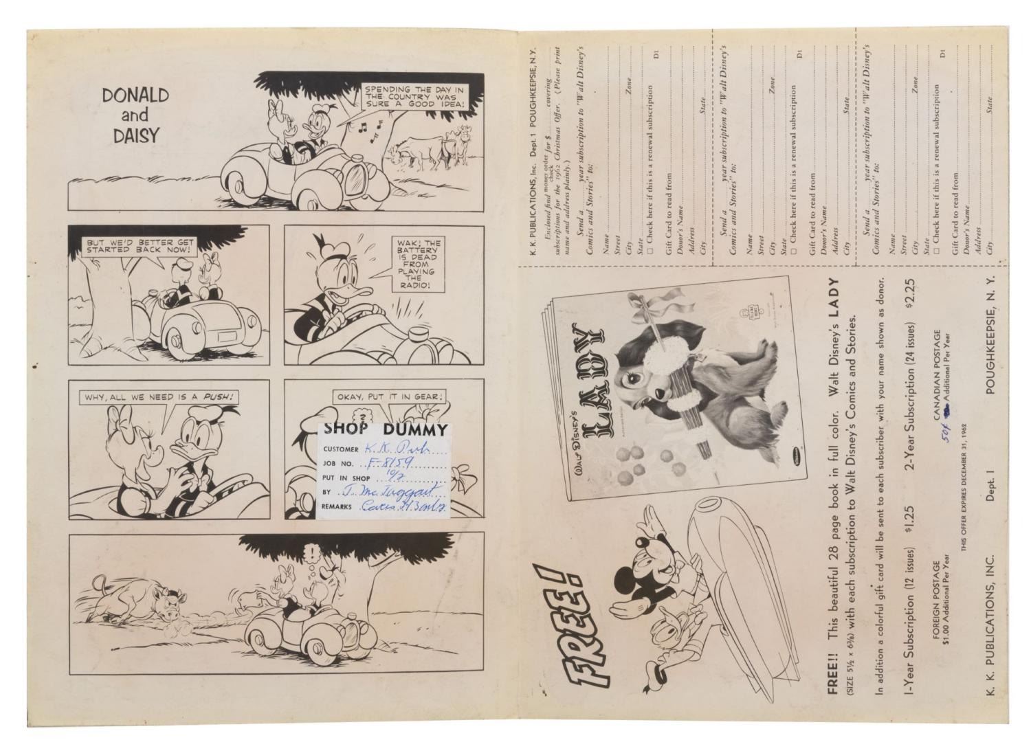 A Rare Walt Disney's Comics and Stories Production Copy. - Van Eaton ...