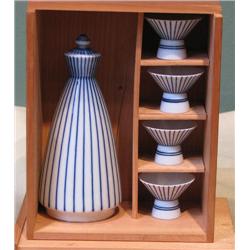 Blue and White Ceramic Sake Set