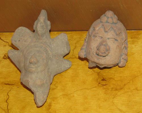 Pair of Mayan Clay Head Fragments