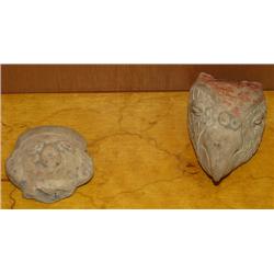 Pair of Mayan Clay Heads, one polychromed