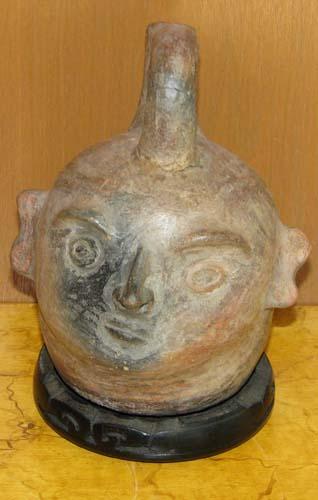 Antique Mayan Clay Face Jug