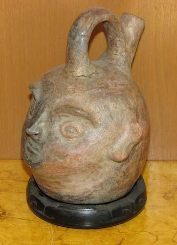 Antique Mayan Clay Face Jug