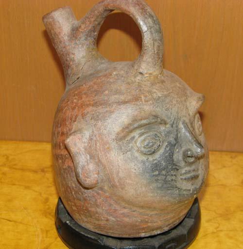 Antique Mayan Clay Face Jug
