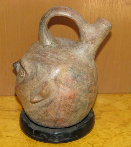 Antique Mayan Clay Face Jug