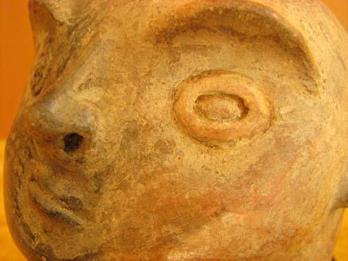 Antique Mayan Clay Face Jug