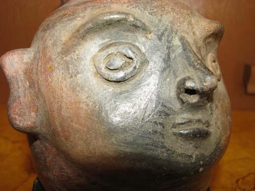 Antique Mayan Clay Face Jug