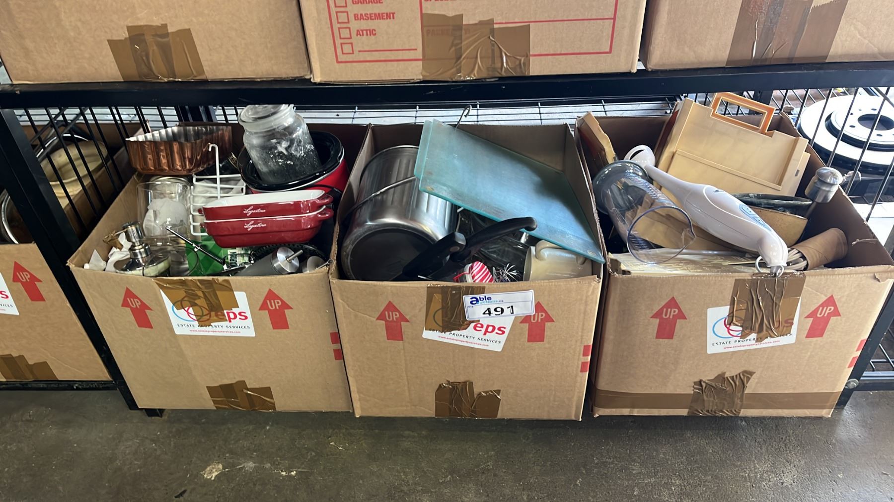 (3) BOXES OF LAGOSTINA STONEWARE, SLOW COOKER, OSTER STICK BLENDER ...