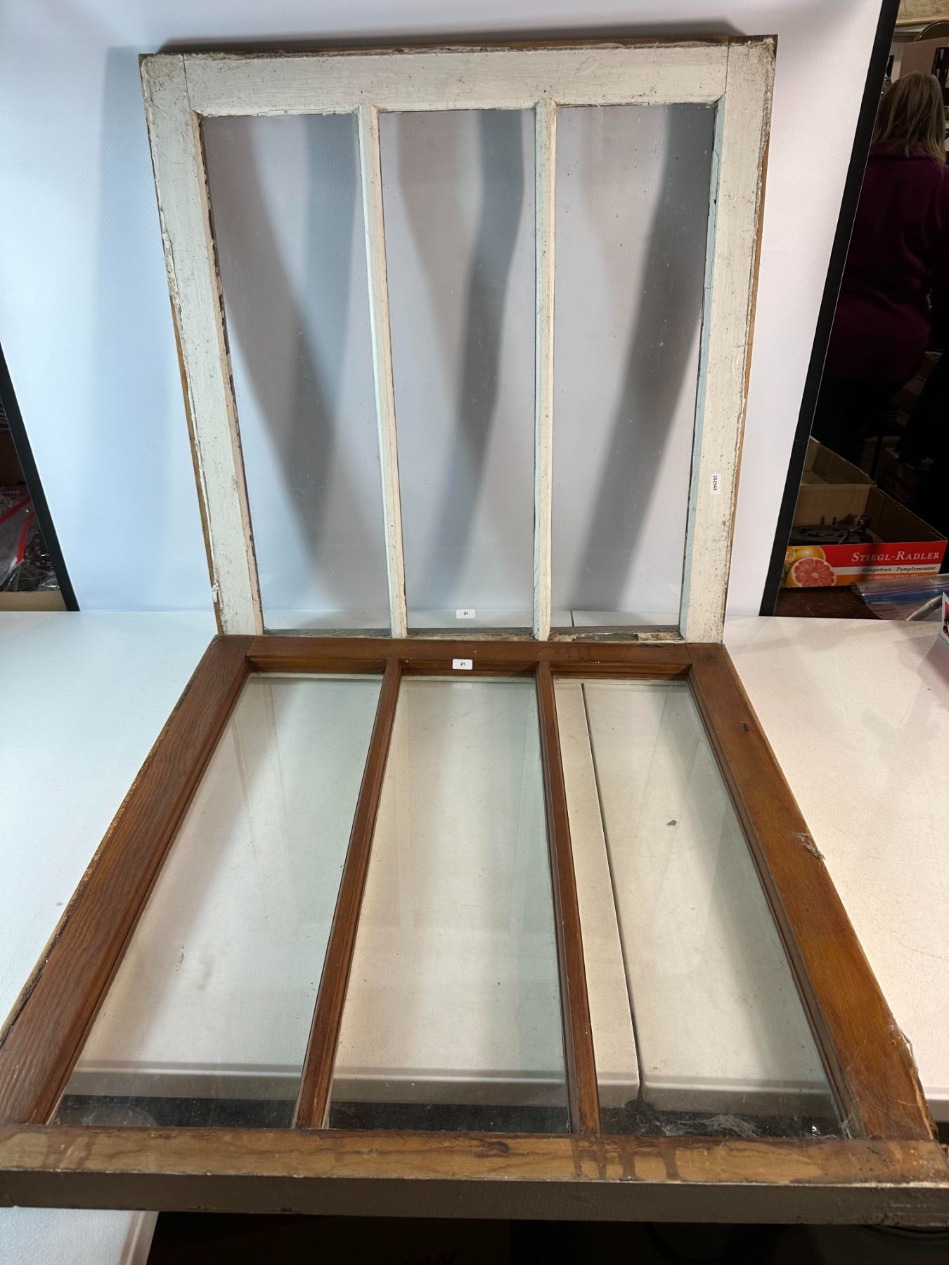 Two Vintage Multi-Pane Window Frames