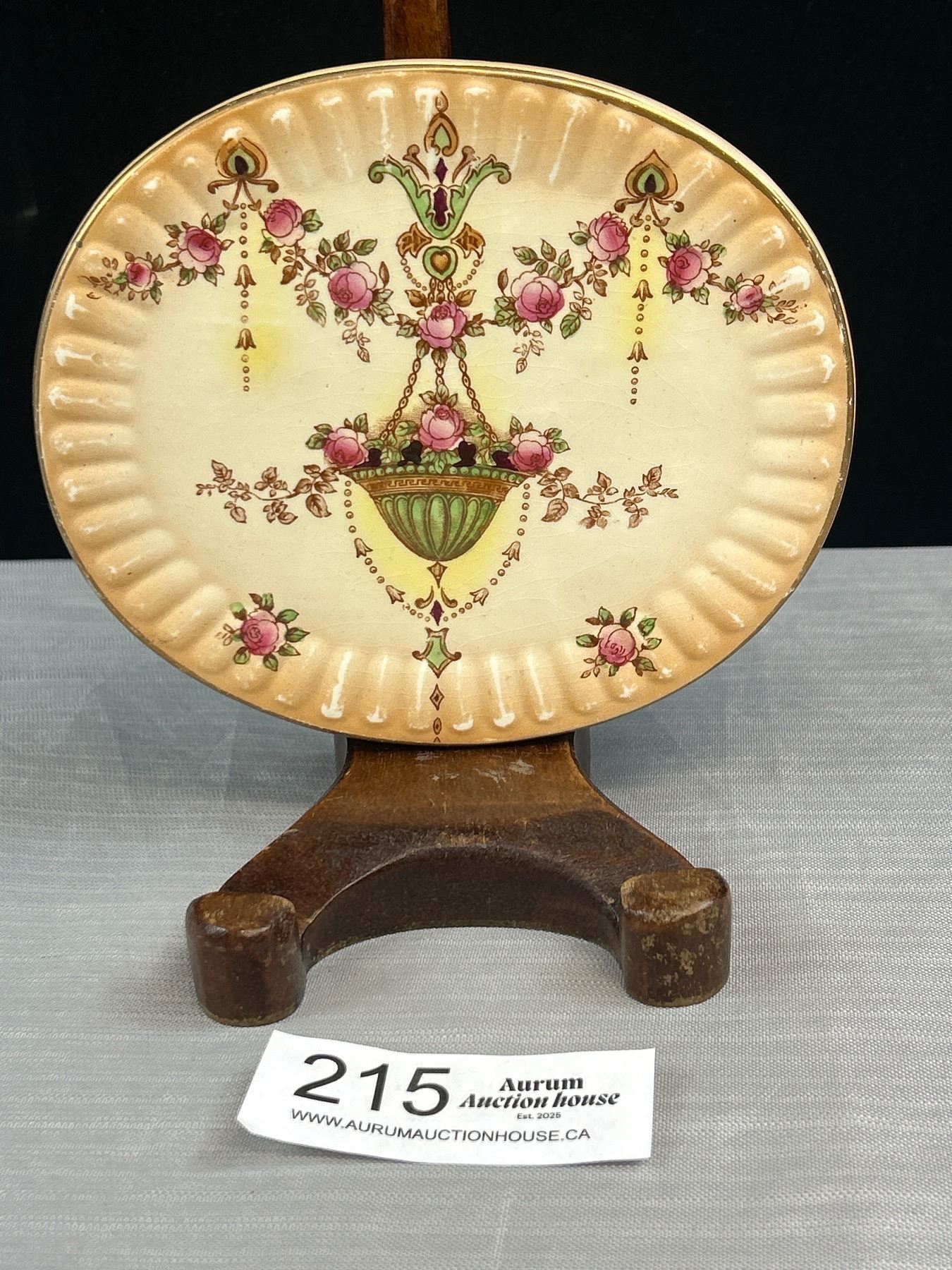 Antique Crown Devon Blush Ware Oval Teapot Stand Reg. 1911