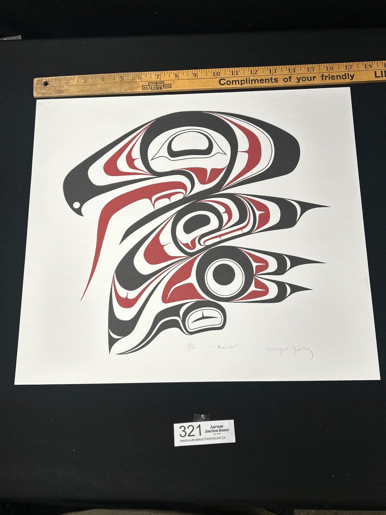 Very Nice West Coast Native 17" x 15" Native Print Raven 161/170 Signed