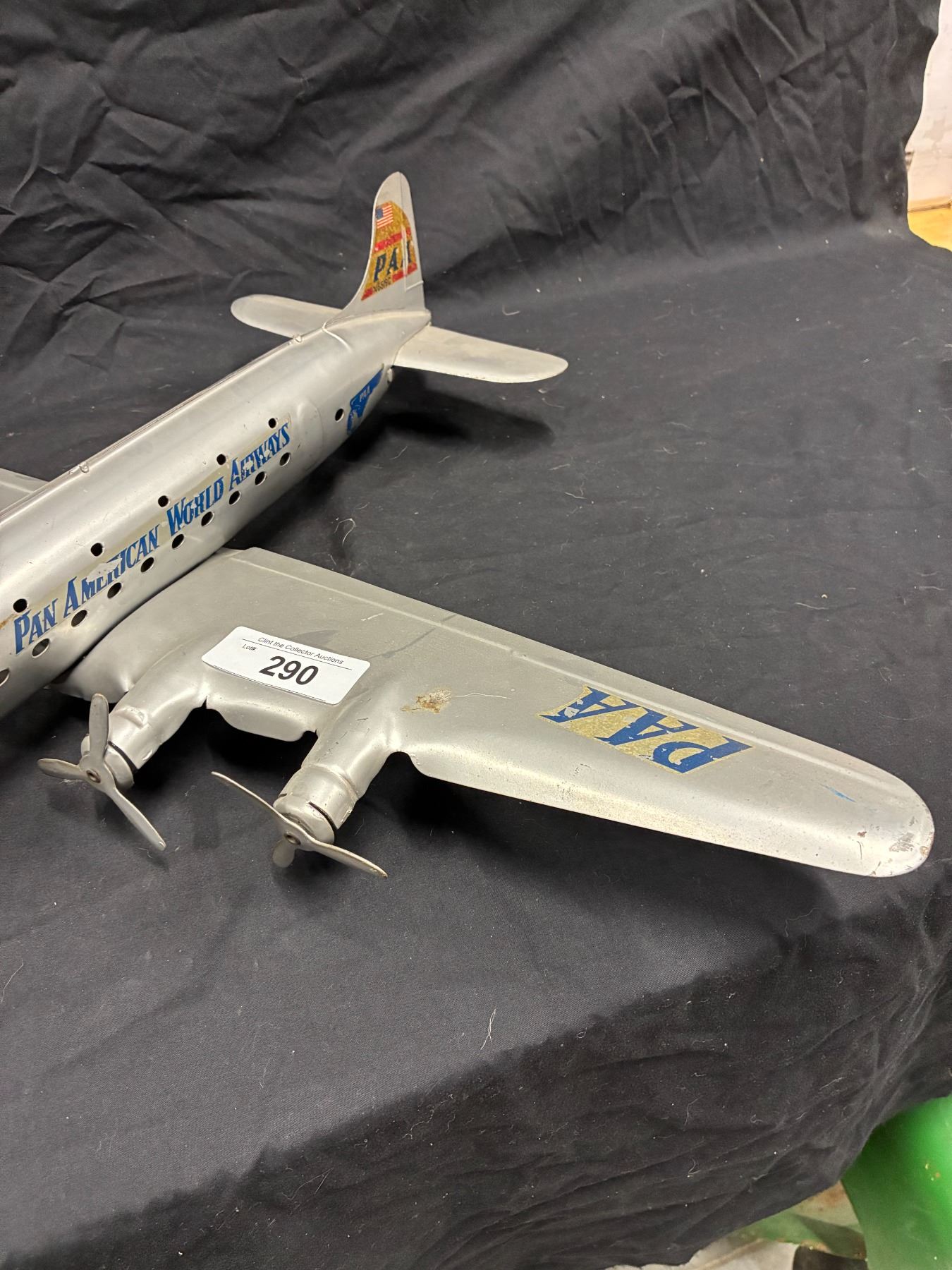 Beautiful 50s pressed steel Pan American Airways plane 28" wingspan
