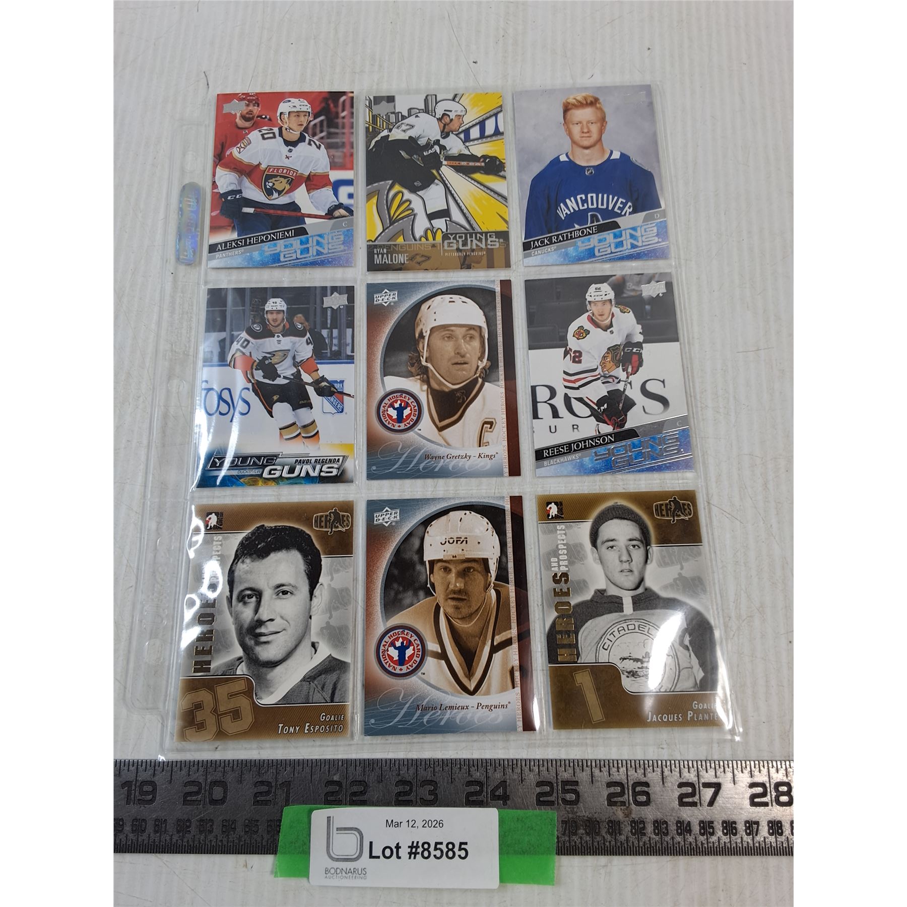 (9) Assorted Heros/ Young Gunz NHL Cards, Tony Esposito, Jack Rathbon ...