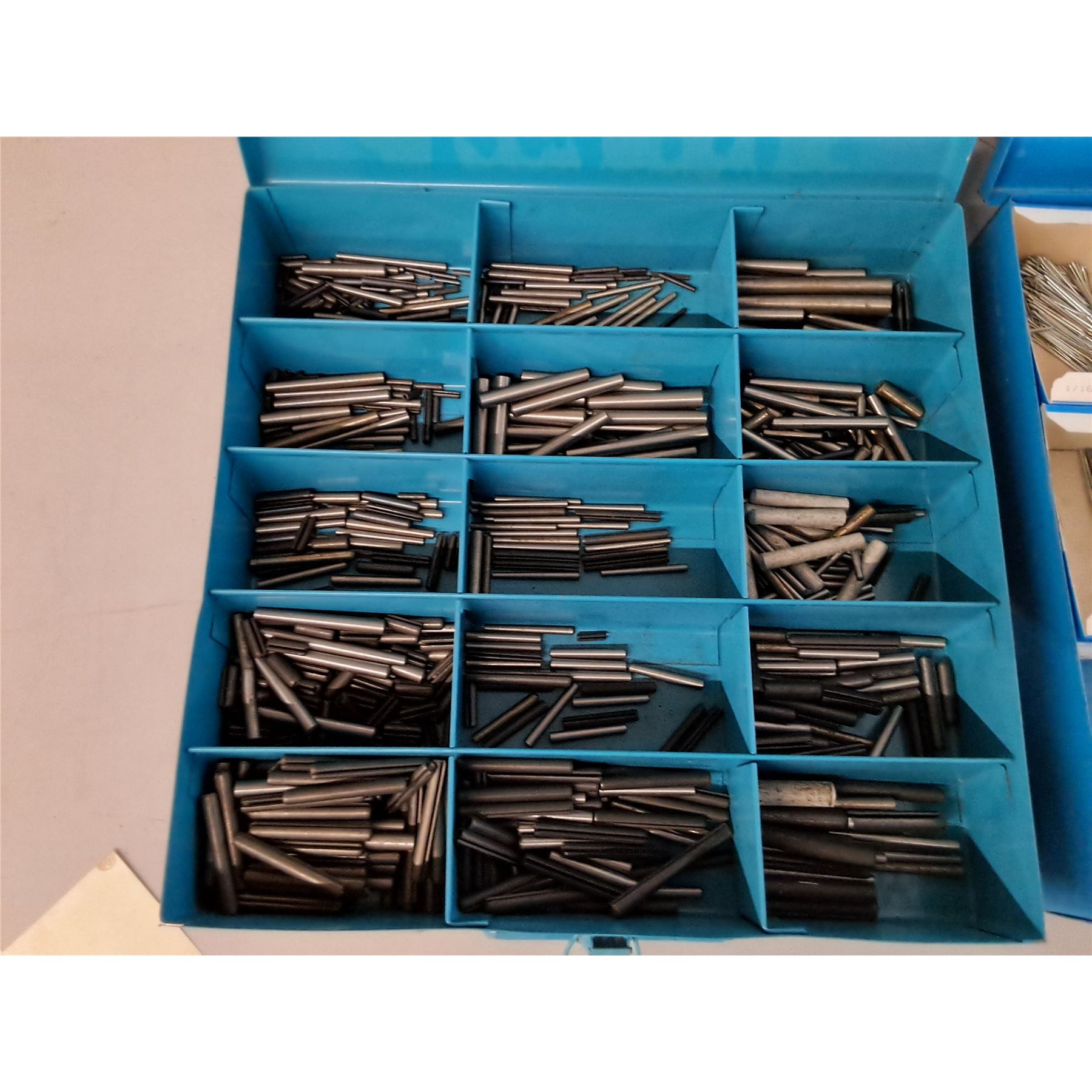 Taper Pins, Cotter Pins, Misc. & (2) Metal Storage Cases- One Does Not ...