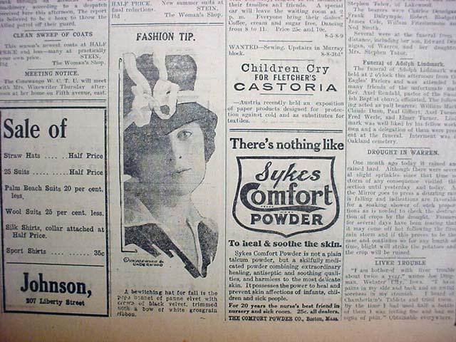 8-8-1916 NEWSPAPER W/ BUFFALO BILL WILD WEST - The