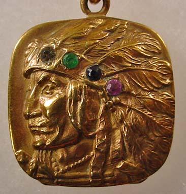 VINTAGE NATIVE AMERICAN INDIAN LOCKET W/ 12K GOLD