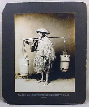 VINTAGE MOUNTED PHOTO OF JAPANESE WATER CARRIER W/
