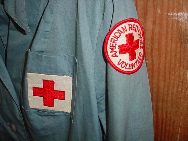 WW2 AMERICAN RED CROSS LONG COAT W/ INSIGNIA