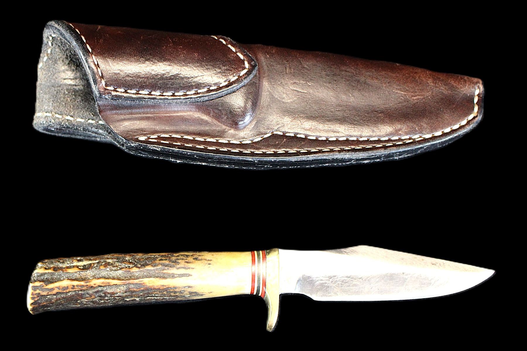Randall Made Antler Handle Knife With Bitteroot Gun Leather Sheath- 4 ...