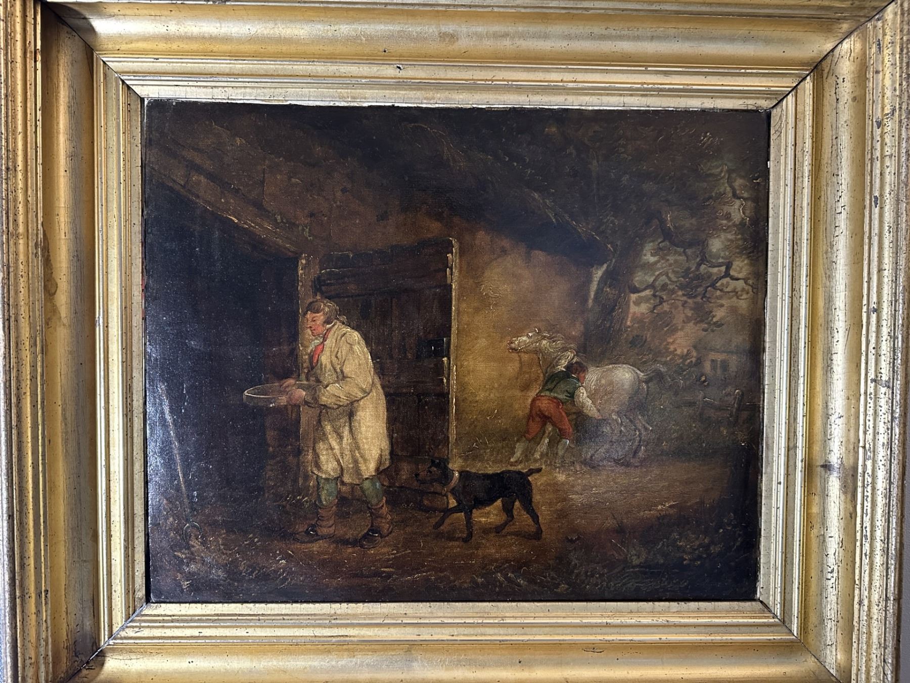 1792 English Countryside Oil on Canvas Painting - Signed George Morland
