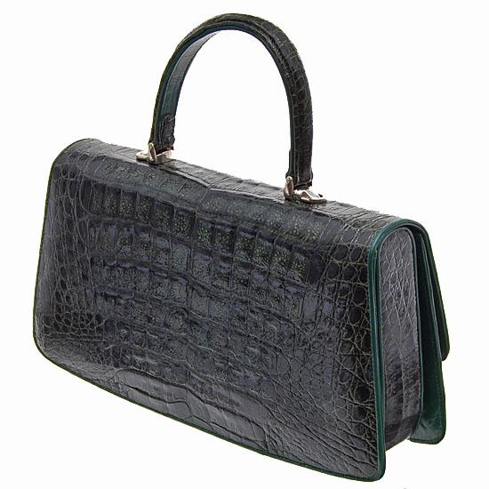 Ladies Dark Green Crocodile Handbag (ACT-133)