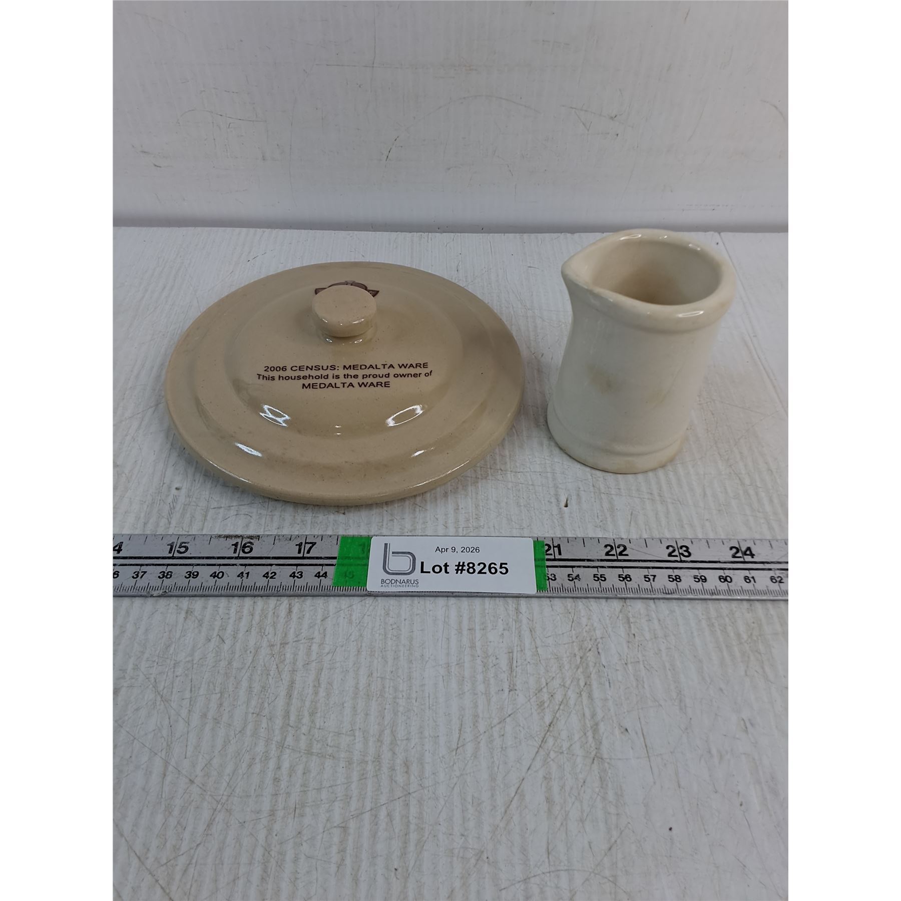 Vintage Ceramic Medalta Lid-Census 2006 and Individual Creamer