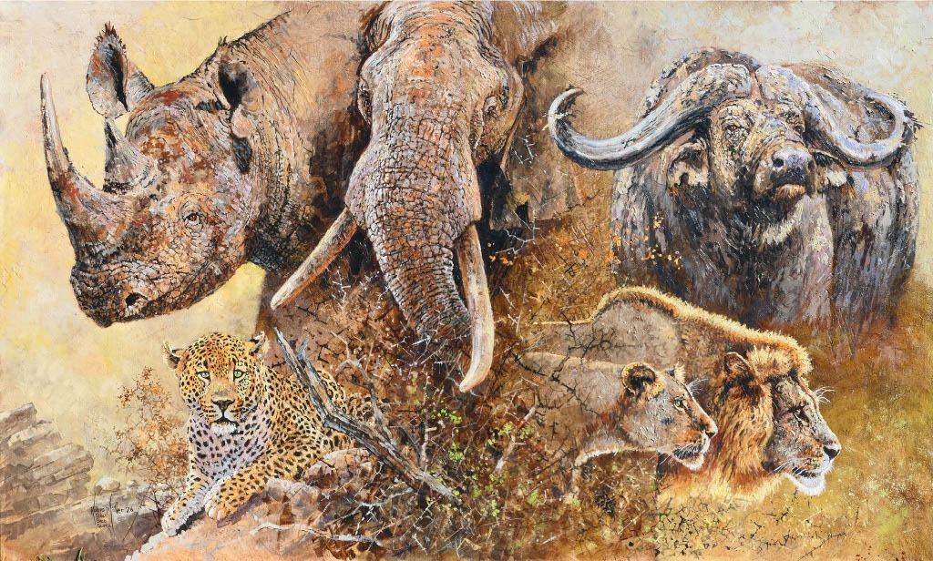 KOBUS MOLLER: "The Keepers of the Wild" - Original Big 5 Artwork - DSC ...