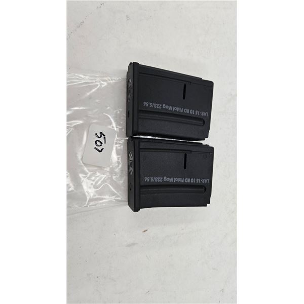 Two Lar-15 ten round pistol mags 223/5.56