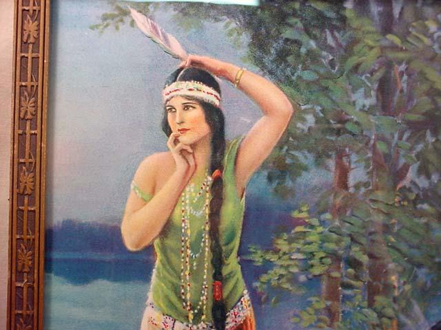 Vintage Native American Indian Maiden Framed Print