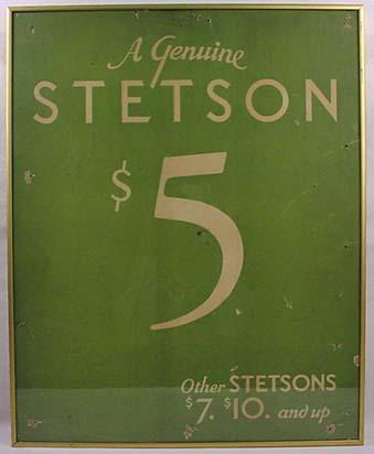 Vintage Stetson Hats Advertising Sign - Framed - A