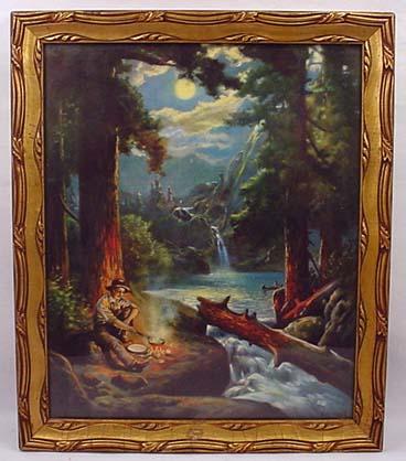 Vintage George Wood Camping Art Print - Framed - B