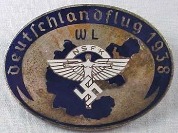 Ww2 German Nazi 1938 Nsfk Enameled Glider Badge