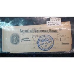 312. Set of 7 Different "Sterling National Bank, Sterling, Ill." Checks ...