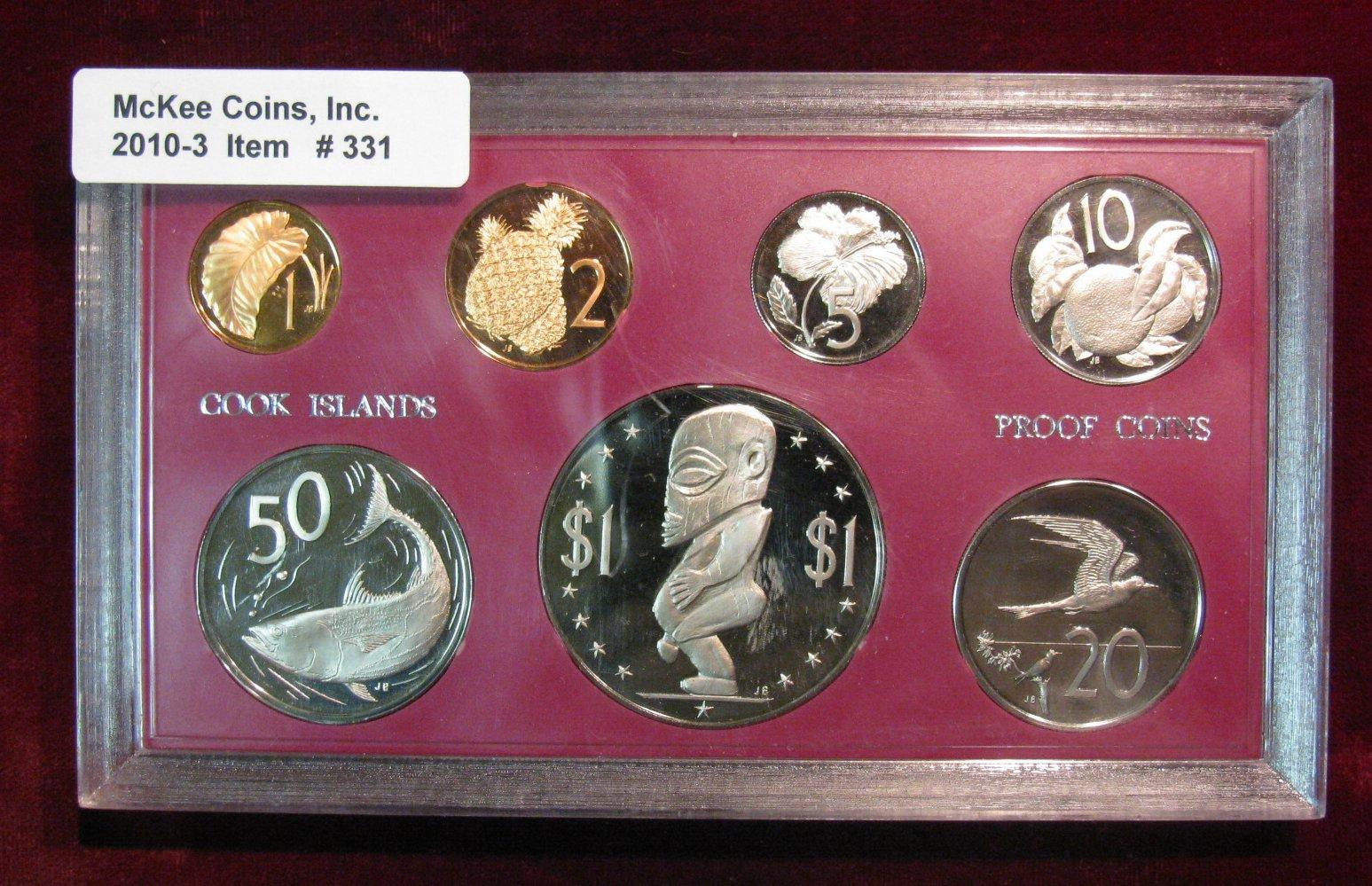 331. 1972 Cook Islands Proof Set. In hard case. Dollar Coin exhibits ...