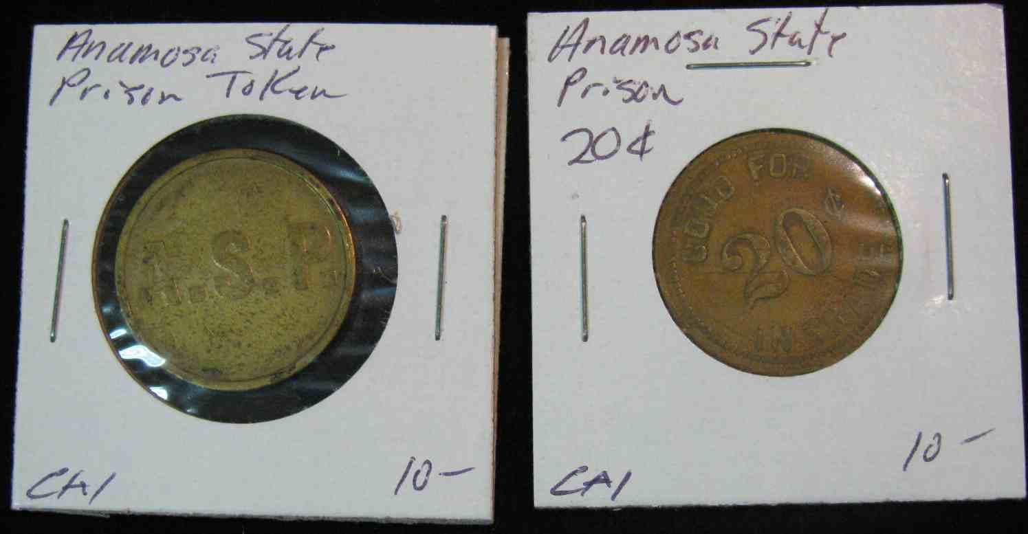 1152. ASP (Anamosa State Prison) Commissary & 20c Prison Tokens.