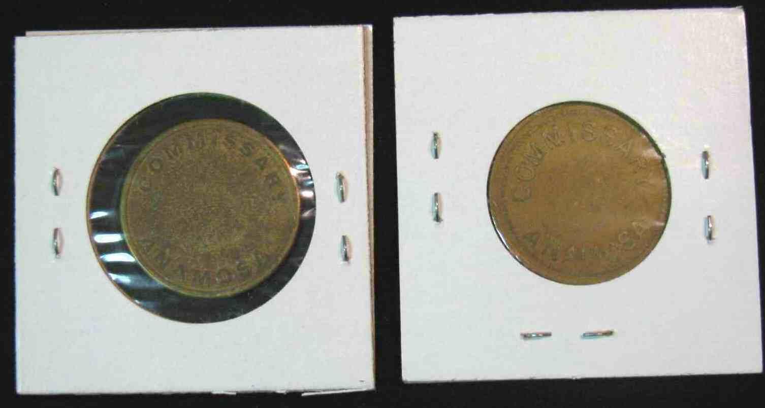 1152. ASP (Anamosa State Prison) Commissary & 20c Prison Tokens.