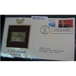 1175. 1996 F. Scott Fitzgerald. 22K Gold Stamp First Day Cover.